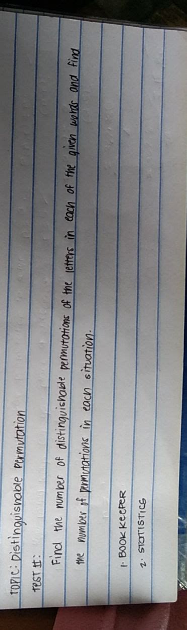 Topic Distinguishable Permutationtestfind The Number Of Distinguishable Permutations Of The