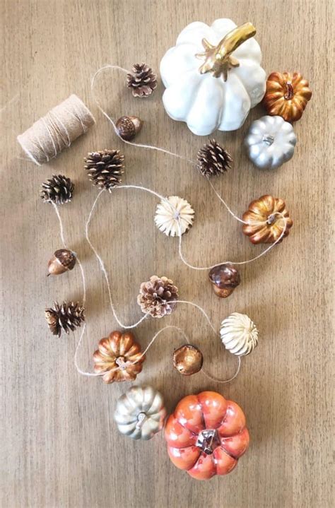 Diy Fall Garland Using Pumpkins Pine Cones And Acorns Making Home