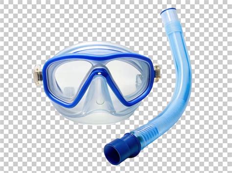 Premium Psd Snorkeling Mask Blue Lens Goggles With Long Snorke On