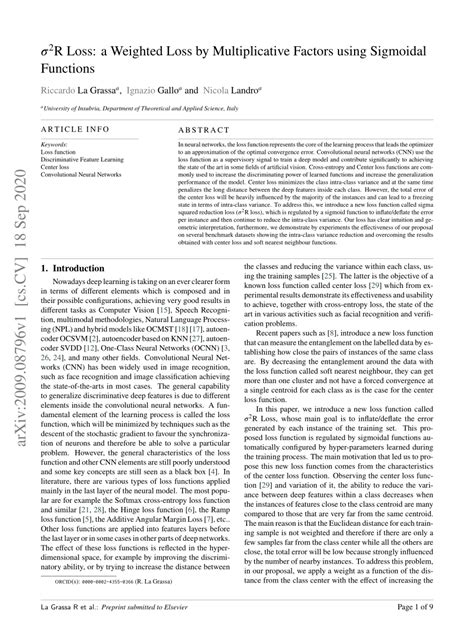 pdf sigma 2 r loss a weighted loss by multiplicative factors using