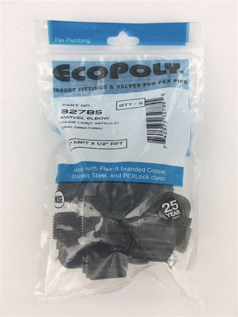 Pex Swivel Elbow 12 Mpt X 12 Fpt Swivel 5 Pack