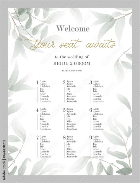 Wedding Seating Chart Poster Template