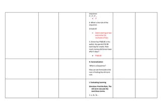 Sequencing Formulating The Nth Term Rule Explicit Lesson Plan Grade VI DOCX Education