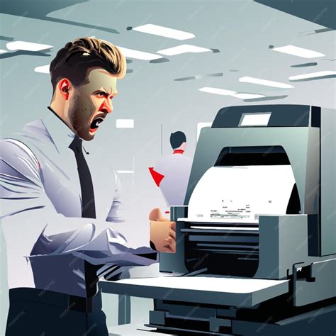 Premium Vector Printing Equipment Not Smarta Worker Cant Setting Machinehehe Is So Angry