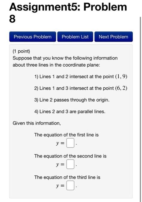 Solved Assignment5 Problem 8 Previous Problem Problem List