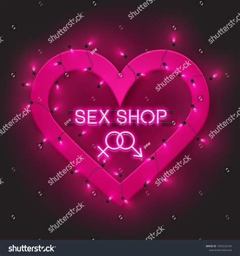 Sex Shop Advertisement Neon Realistic Text Stock Vector Royalty Free 1303222234 Shutterstock