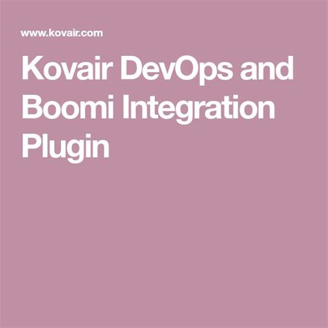 Boomi Devops Integration Plugin Kovair Master Data Management