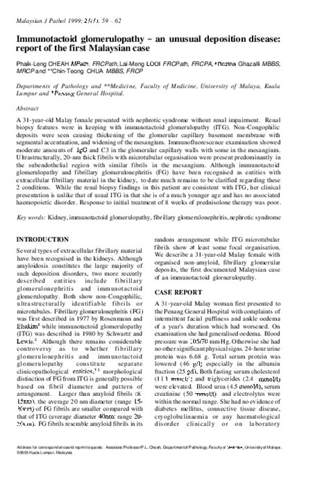 Pdf Immunotactoid Glomerulopathy An Unusual Deposition Disease