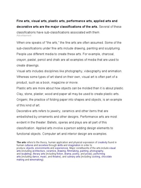 3 Classification Of Arts Pdf The Arts Ceramic Art