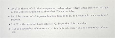Solved Let S Be The Set Of All Infinite Sequences Each Of Chegg