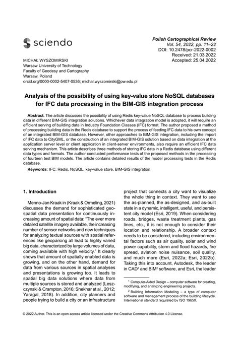 Pdf Analysis Of The Possibility Of Using Key Value Store Nosql Databases For Ifc Data