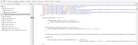 Javascript Chrome Does Not Show All Of The Inline Js Code In The Debugger Window Stack Overflow