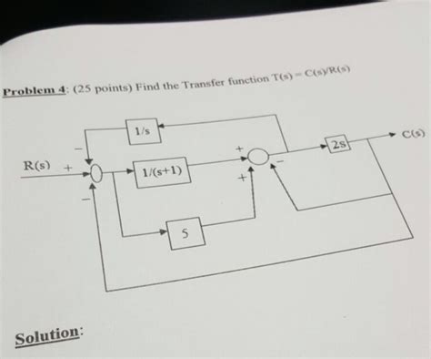 Solved Find The Transfer Function T S C S R S Chegg