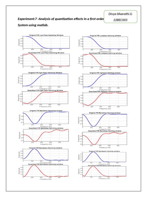 experiment 7 analysis of quantization effects in a first order system using matlab pdf