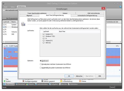 Boot Time Defragmentierung O O Software