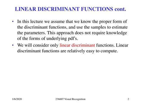 PPT Linear Discriminant Functions In Visual Recognition PowerPoint Presentation ID 9649593
