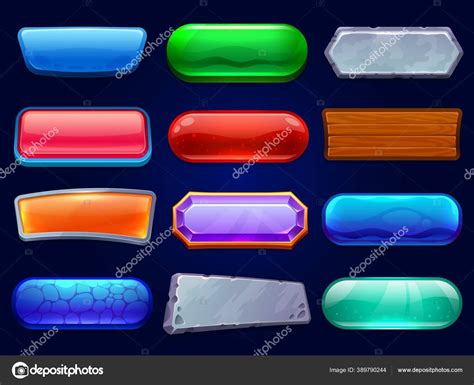 Game Buttons Gaming Options Panel Menu Interface Frames And Game Ui Button Cartoon Vector