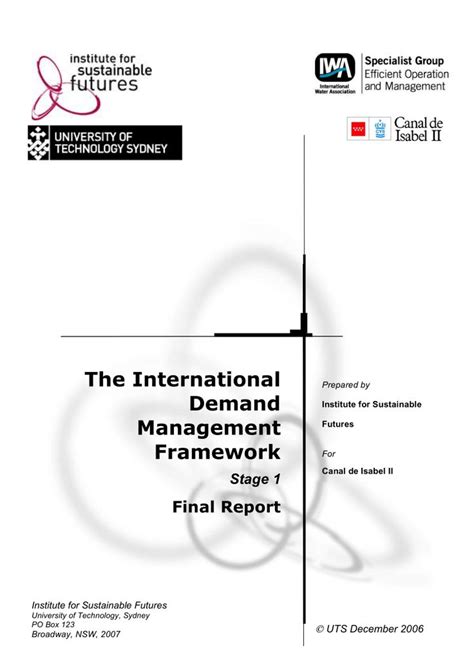 Pdf International Demand Management Framework Stage 1