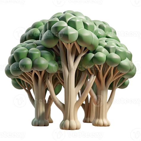 Abstract Green Tree Cluster 3d Render 56407140 Png