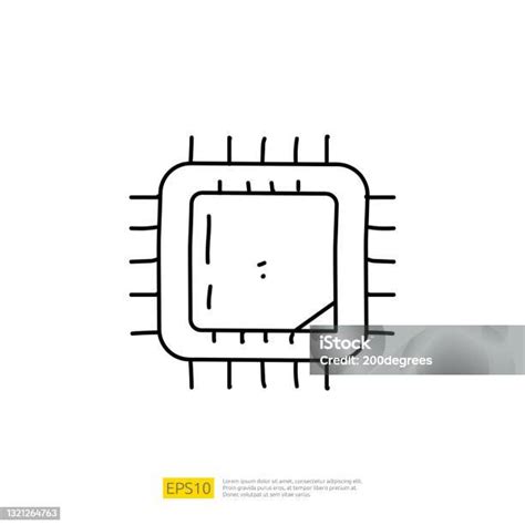 엔지니어링 개발 브레인스토밍 기호를 위한 칩 회로 기판 구조를 갖춘 인공 지능 Ai 개념 손으로 그린 낙서 아이콘 벡터 일러스트레이션 Cpu에 대한 스톡 벡터 아트 및 기타