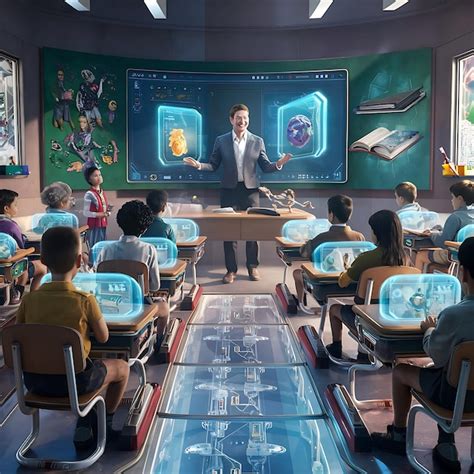 A Classroom With A Large Screen With The Words Science On It Premium Ai Generated Image