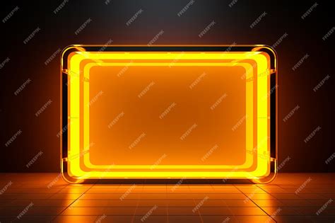 Premium Photo Square Rectangle Frame With Futuristic Glowing Neon Light Effect Dark Border