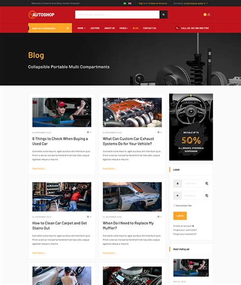 Ecommerce Joomla Template Ja Autoshop Joomlart