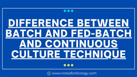 Batch And Fed Batch And Continuous Culture Technique Best