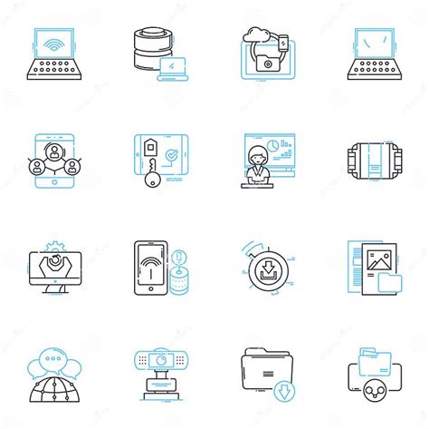 Virtual Security Linear Icons Set Encryption Firewall Authentication
