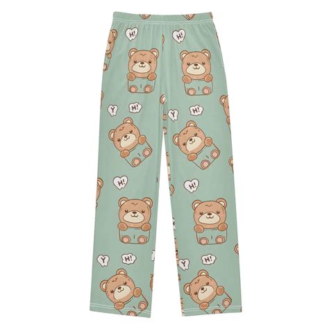 Cute Teddy Bear Pattern Pajama Pants Soft Lightweight Lounge Pants