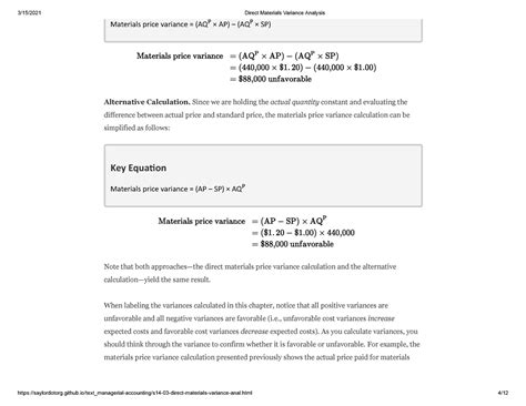 Direct Materials Variance Analysis 3 15 2021 Direct Materials