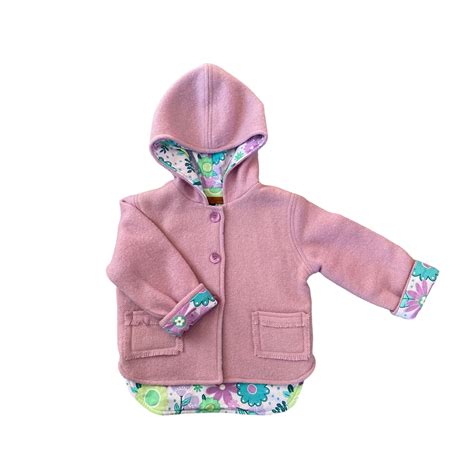 Woollen Jacket Mauve With Retro Floral Nannie K Creations