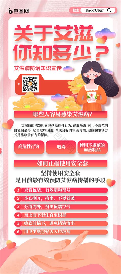 预防艾滋病知识科普易拉宝模板 包图网