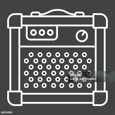 증폭기 라인 아이콘 음악 악기 소리 기호 벡터 그래픽 검정색 배경 Eps 10에 선형 패턴 가득 찬에 대한 스톡 벡터 아트 및