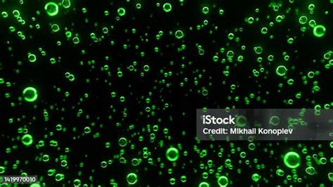 수중 거품 추상적인 녹색 거품 배경 거품의 분포 반사와 함께 멋진 3d 구체 물 속의 다양한 기포의 매크로 샷 3d 렌더링 3