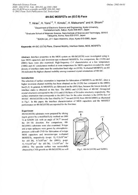 4h Sic Mosfets On 03 38 Face Scientific Net