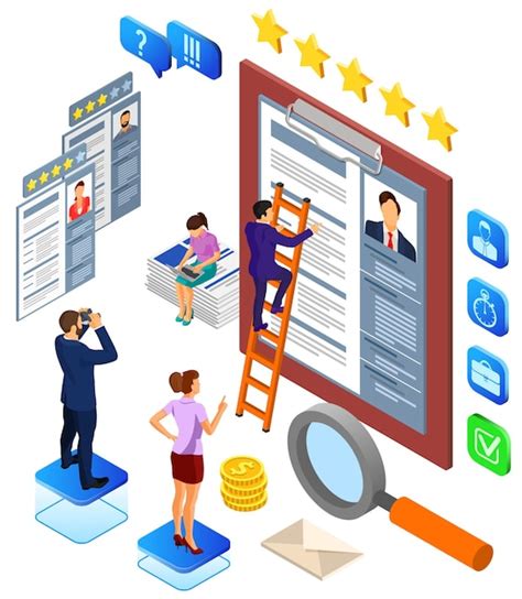 Premium Vector Online Isometric Employment And Hiring Concept