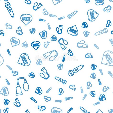 Set Line Penis Pump Vibrator And Heart With Text Sex On Seamless