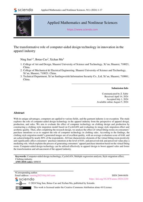 PDF The Transformative Role Of Computer Aided Design Technology In Innovation In The Apparel
