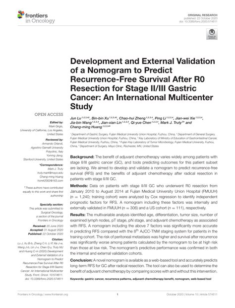 Pdf Development And External Validation Of A Nomogram To Predict