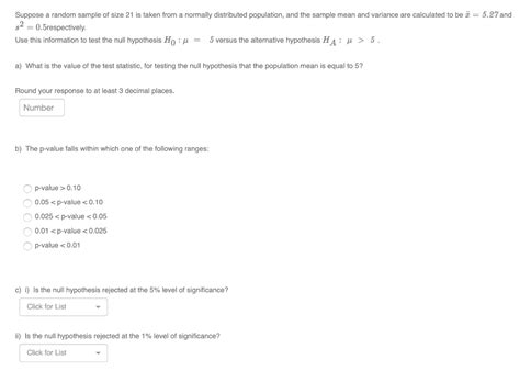 solved 5 27 and suppose a random sample of size 21 is