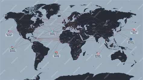 Stylized World Map Visualizing Global Connections And Data Flows Premium Ai Generated Image