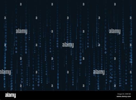 matrix style binary code digital falling numbers blue background stock