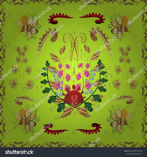 Swirl Curl Pattern On Yellow Green Stock Vector Royalty Free