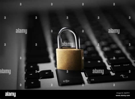 Cyber Safety Concept Lock On Computer Keyboard Stock Photo Alamy