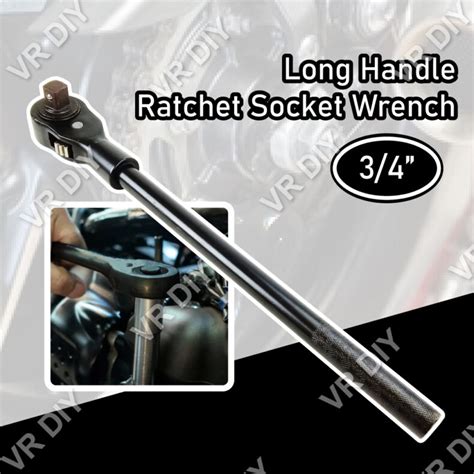 34″ Long Handle Ratchet Socket Wrench 19mm Square Drive Heavy Duty