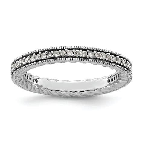 Sterling Silver Stackable Expressions Polished Diamond Ring 0288ctw