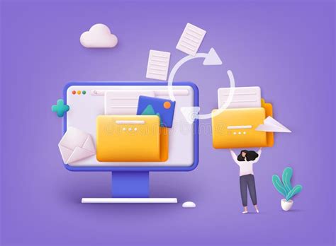 Transfer File Of Data Between Folder Transmission Of Document Backup