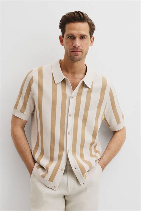 Taupe Organically Grown Cotton Stripe Knit Shirt Holiday Country Road