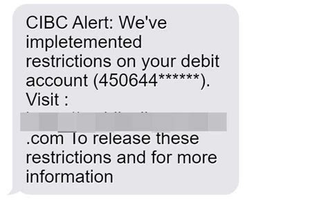 Beware The Cibc Restrictions On Your Debit Account Text Scam